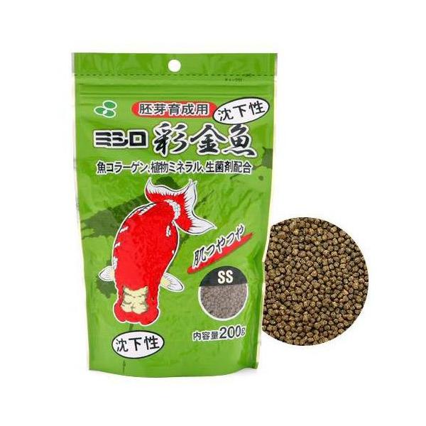 メーカー：ミシロ 金魚・メダカ　アクア用品　アクアリウム用品　餌　エサ　金魚　顆粒　ミシロ　彩金魚　胚芽育成用　ＳＳ　沈下性　２００ｇ　20120309　SM　_aqua　4582388760272　mishiro_kingyofood_s...