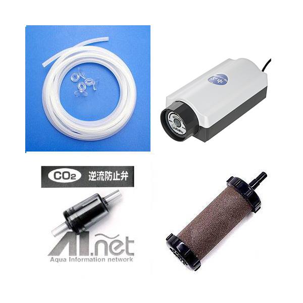 ibuki_airpomp　アクアリウム用品　アクア用品　エアレーション　エアレーションセット　ＳＳＰＰ―２Ｓ＋逆止弁＋キスゴム×３＋チューブ３ｍ＋いぶき　２３φ×６０　水作いぶきセット　器具　吸盤　無印キスゴム　jpj2209airset...