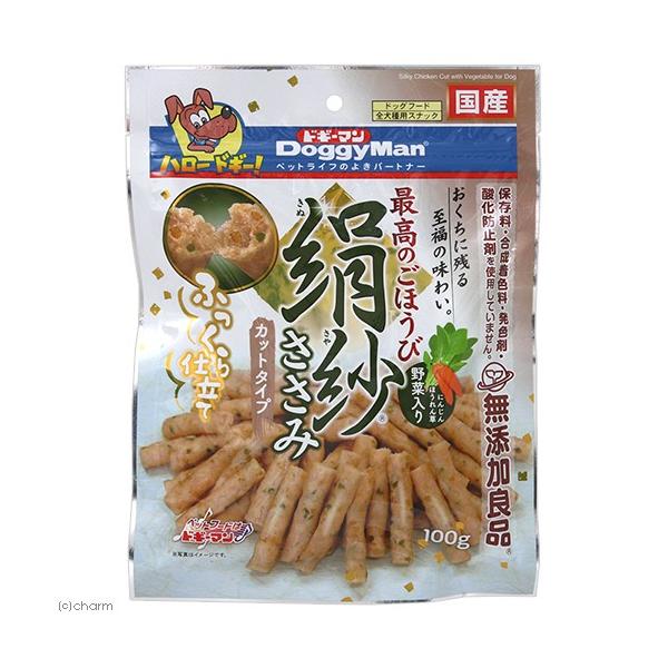 メーカー：ドギーマン _dog　ドギーマン　無添加良品　絹紗　カットタイプ　野菜入り　100g　犬　おやつ　無添加　4976555823356　20191008　イヌ　犬フード　dog　国産　スナック　ジャーキー　kszk　鶏　鶏肉　ササミ...