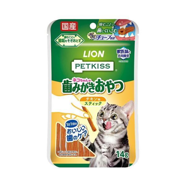メーカー：ライオン 4903351005914　ライオン　ＰＥＴＫＩＳＳ　猫ちゃんの歯みがきおやつ　チキン味　スティック　７本　猫　ねこ　猫用品　キャットフード　猫フード　猫おやつ　おやつ　デンタルケア　はみがき　歯みがき　歯磨き　オーラル...