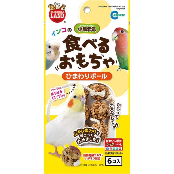 メーカー：マルカン _animal　マルカン　インコのひまわりボール　６個　4906456561750　20200223　ｋｓｚｋ　鳥　おやつ　インコ　小型インコ　中型インコ　セキセイインコ　オカメインコ　マメルリハ　コザクラインコ　ボタン...
