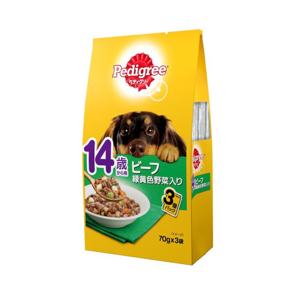 メーカー：マース opa2_choku　ペディグリー　１４歳から用　ビーフ　緑黄色野菜入り　７０ｇ×３袋　ドックフード　ペットフード　レトルト　犬　いぬ　犬フード　犬用ウェットフード　犬の餌　犬のエサ　餌　えさ　シニア犬　老犬　高齢犬　牛　...