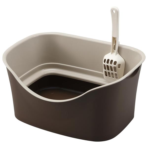 メーカー：ボンビアルコン ボンビ　ラクラク猫トイレ　ダブルブロック　ブラウン　茶色　猫用品　ペット用品　猫　ネコ　トイレ　トイレ用品　ノーマルタイプ　フードなし　猫トイレ　ラクラク猫トイレＷブロック　足置き場付き猫トイレ　二重構造　猫砂をダ...