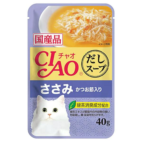 メーカー：いなば muryotassei_99　_neko　いなば　CIAOチャオ　だしスープ　ささみ　かつお節入り　40g　国産　キャットフード　猫フード　ペットフード　ウエットフード　ウェットフード　チャオ　CIAO　一般食　スープタイ...