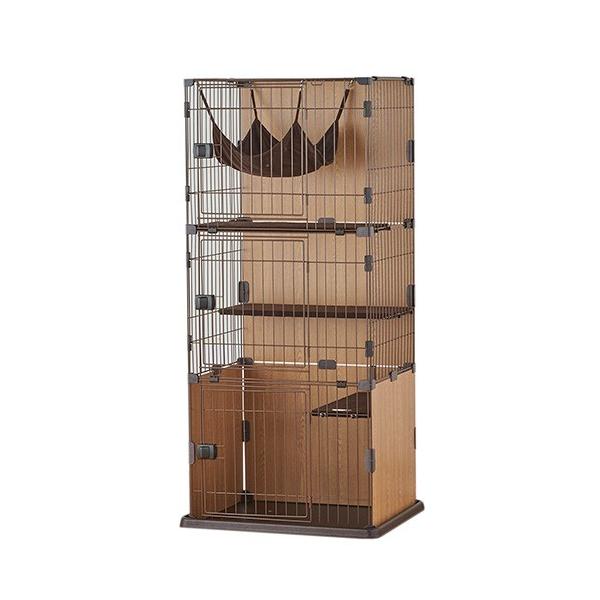 メーカー：ボンビアルコン _neko　ボンビ　スリムキャットサークル　３段タイプ　4977082704538　20190623　ＧＢＮＭ　猫用品　ネコ　猫　サークル　スリム　キャット　木目　Ｓｌｉｍ　Ｃａｔ　飛散　飛び散り　猫砂　ステップ　...