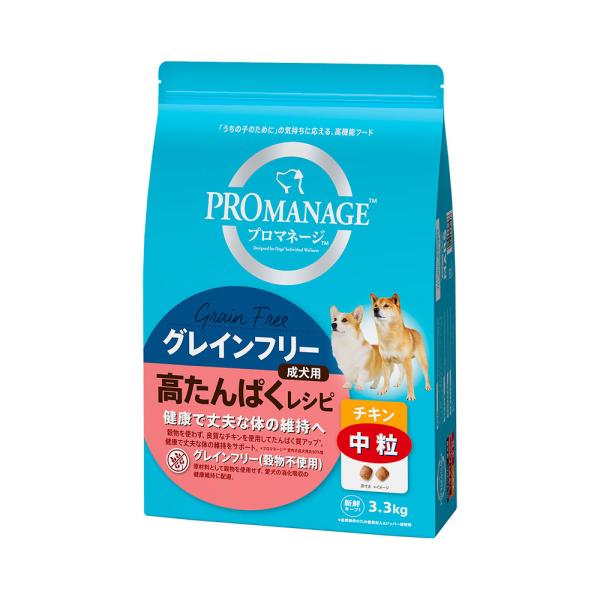 メーカー：マース PGF71　プロマネージ　成犬用　高たんぱくレシピ　チキン　中粒　３．３ｋｇ　ドッグフード　4902397859765　20200902　ＧＢＮＭ　犬　いぬ　犬用　いぬ用　ドッグ　dog　犬フード　ペットフード　フード　餌...