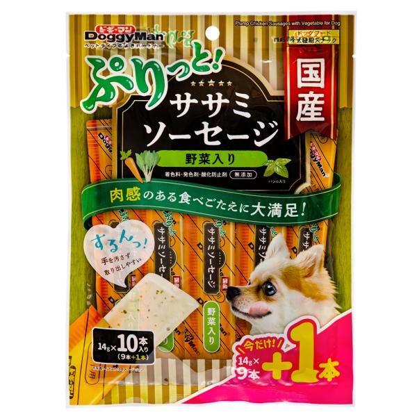 メーカー：ドギーマン frditem_hidden　ドギーマン　ぷりっと!ササミソーセージ　野菜入り　9本入り　4976555819847　20210927　y21m09　wakaoo　犬フード　おやつ　ドッグフード　犬　イヌ　犬用　いぬ用...