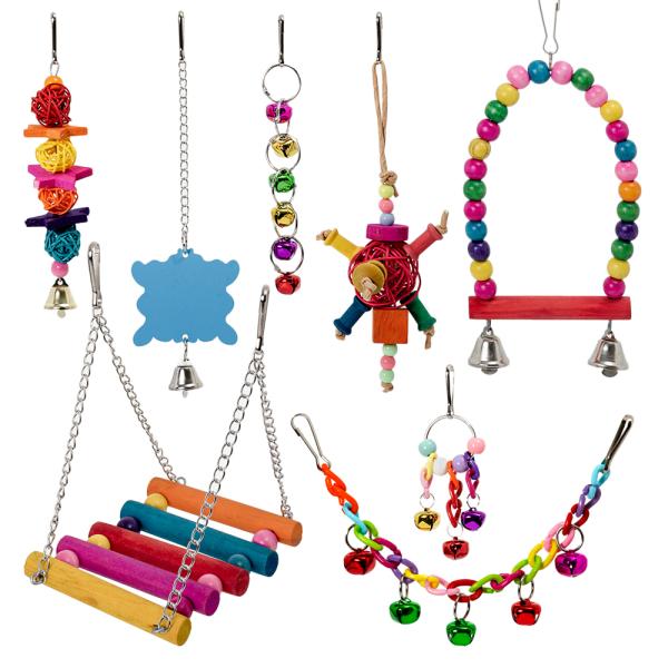 メーカー：fuu ｆｕｕ　鳥の吊りおもちゃ８点セット　カラフルアーチ＆カラフルぶらんこ　4573298441139　20210805　ｙ21ｍ08　mikari　鳥　小鳥　鳥用品　おもちゃ　玩具　カラフル　吊り　アーチ　ぶらんこ　吊下げ　吊...