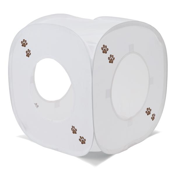 メーカー：猫壱 メーカー画像　猫壱　キャットプレイキューブ　ホワイト　4580471868065　20220208　ｙ22ｍ02　mura　猫用　猫用品　猫　ねこ　キャット　トンネル　ねこいち　カシャカシャ　ベッド　ハウス　カサカサ　nek...