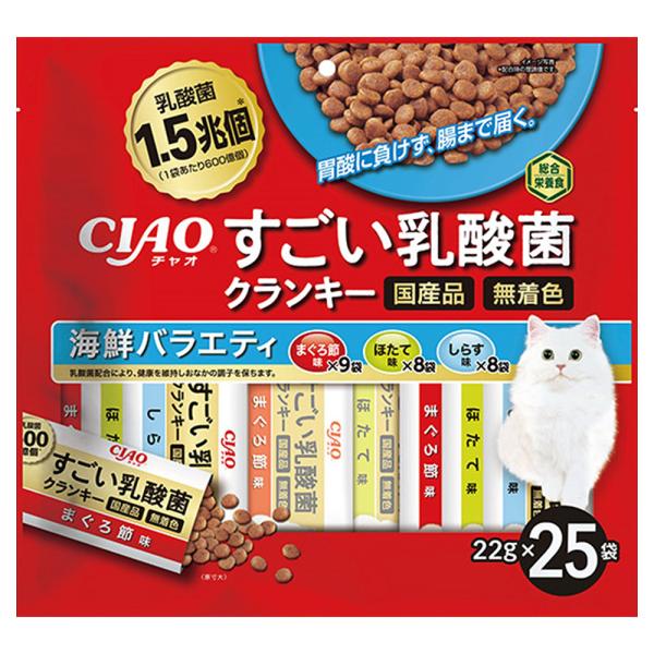 メーカー：いなば メーカー画像　すごい乳酸菌クランキー　海鮮バラエティ　２５袋入り　２２ｇ×２５袋　4901133298059　20220516　y22m05　mura　猫　猫用　ネコ　cat　キャットフード　猫フード　ごはん　ご飯　えさ　...