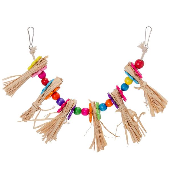 メーカー：fuu fuu　鳥　小動物の吊りおもちゃ　カラフル6連わら　4573298442723　20220426　y22m04　mura　小動物　ペット　小動物用　鳥用　オウム　インコ　小型インコ　吊り　おもちゃ　カラフル　藁　わら　鳥用...
