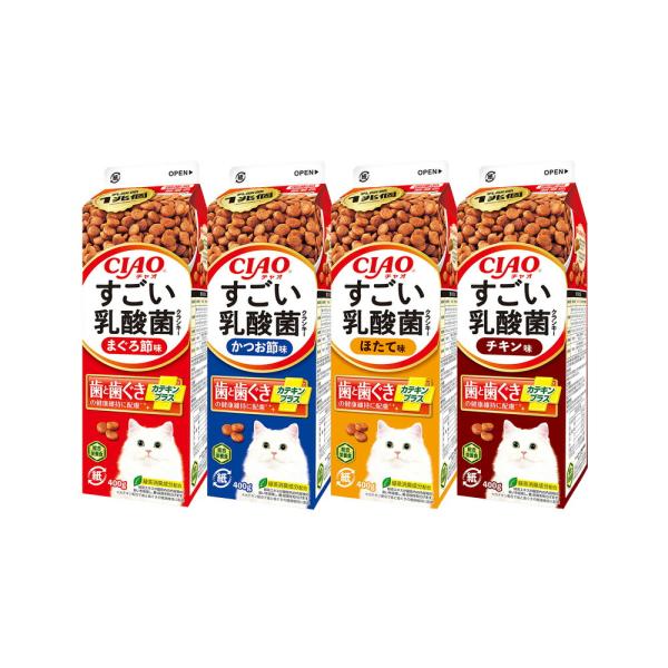 メーカー：いなば ＣＩＡＯ　すごい乳酸菌　クランキー　牛乳パック　４種アソート　20220609　y22m06　Y.K.　猫　ねこ　猫用　ねこ用　キャット　cat　猫フード　キャットフード　ペットフード　フード　餌　エサ　ごはん　ドライフー...