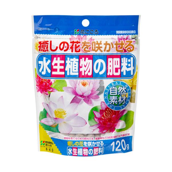 メーカー：花ごころ 花ごころ　水生植物の肥料　１２０ｇ　4977445072700　20220712　ｙ22ｍ07　mura　ガーデニング　園芸用品　家庭園芸　ビオトープ　水生植物　肥料　栄養剤　元肥　追肥　スイレン　ハス　水連　蓮　粒
