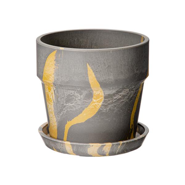 メーカー：ポッシュリビング 鉢　植木鉢　ガーデニング用品　アーバンプランツポット　マーブル　セサミ／レモン　４号鉢　観葉植物　4512706810242　20220921　y22m09　Y.K.　園芸　ガーデニング　園芸用品　ポット　底穴あ...