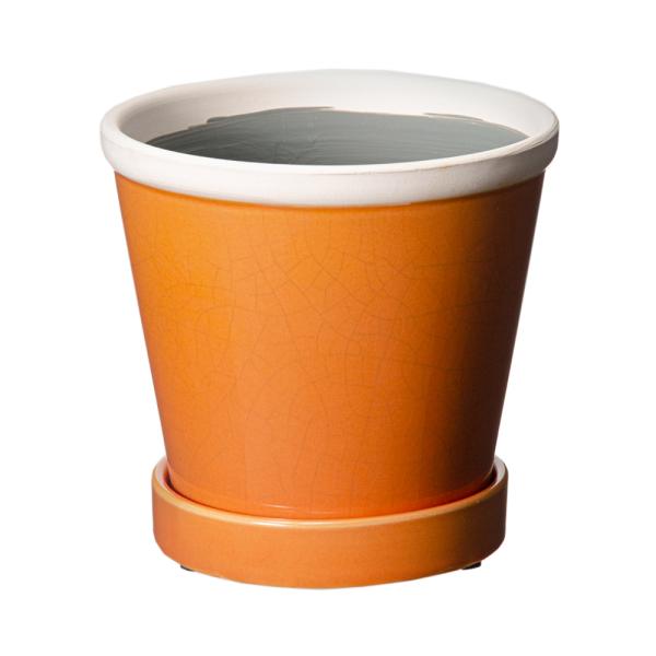 メーカー：ポッシュリビング 鉢　植木鉢　ガーデニング用品　グロッシーポット　アプリコット　４号鉢　受け皿付き　観葉植物　4512706307605　20220829　ｙ22ｍ08　mura　ガーデニング　園芸　園芸用品　インテリア・雑貨　グ...