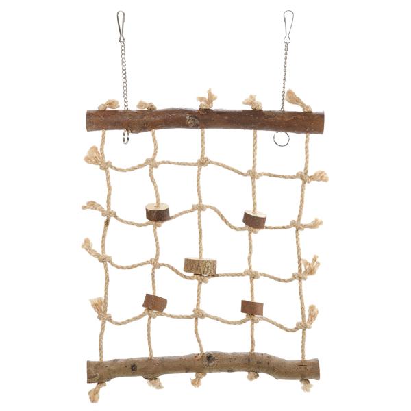 メーカー：fuu ｆｕｕ　鳥・小動物用　クライミングメッシュ＆ナチュラルステップ　4573298443676　20230112　ｙ23ｍ01　mura　小動物　鳥　ペット用品　小動物用品　小鳥　おもちゃ　玩具　吊り下げ式　吊下げ　木製　ロー...