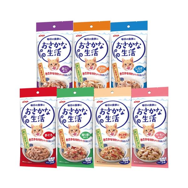 メーカー：アイシア inuramo　_neko　アイシア　おさかな生活　ｖｏｌ．２　７種アソート　2250002846962　20221208　ｙ22ｍ12　mikari　猫　ねこ　猫用　ねこ用　キャット　cat　猫フード　キャットフード　...