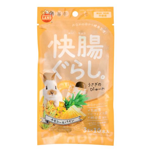 メーカー：マルカン 4906456578376　マルカン　快腸ぐらし　うさぎのぴゅーれ　チモシー&amp;パイン　3gx10本　小動物　小動物用品　うさぎ　兎　餌　エサ　フード　ごはん　おやつ　液体　ペースト　コミュニケーション　コミニュケ...