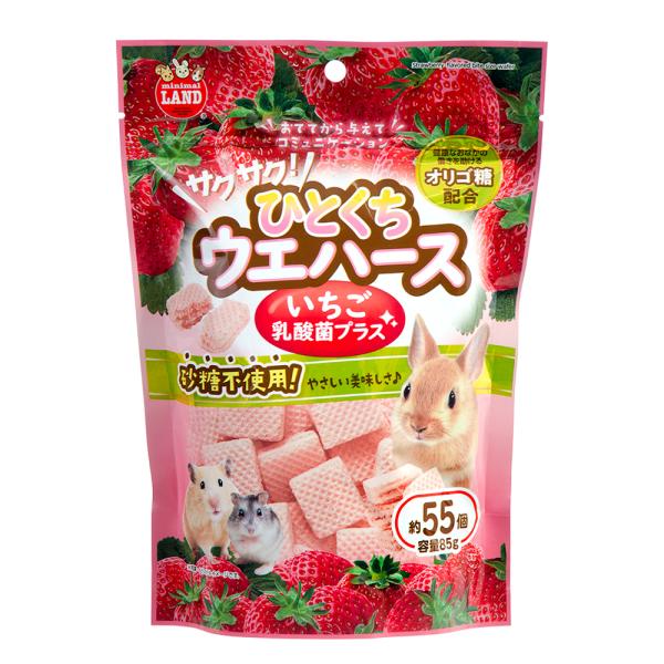 メーカー：マルカン 4906456578017　マルカン　サクサク！ひとくちウエハース　いちご　乳酸菌プラス　８５ｇ　小動物　小動物用品　ハムスター　ゴールデン　ゴールデンハムスター　ジャンガリアン　ジャンガリアンハムスター　ドワーフハムス...