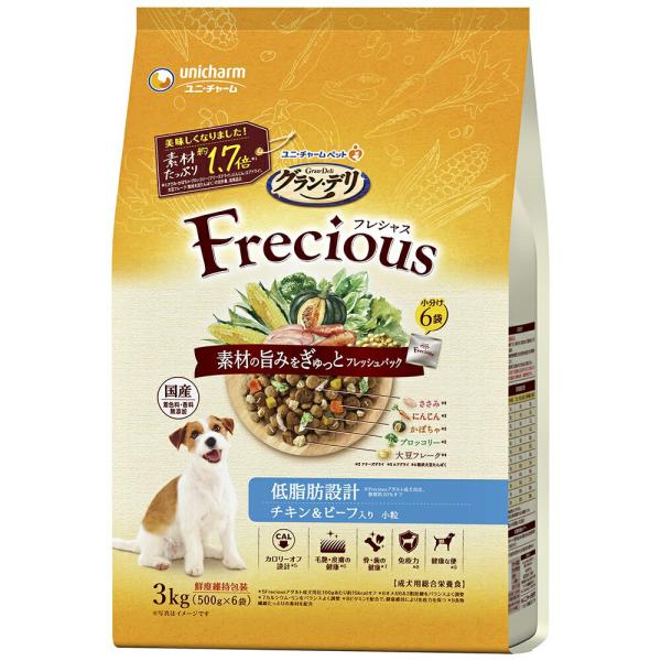 メーカー：ユニチャーム メーカー画像　グラン・デリ　フレシャス　アダルト成犬用　低脂肪設計　チキン＆ビーフ入り　３ｋｇ　4520699633298　20230501　y23m05　mura　犬用　犬用品　犬　いぬ　ドッグ　ドッグフード　犬フ...