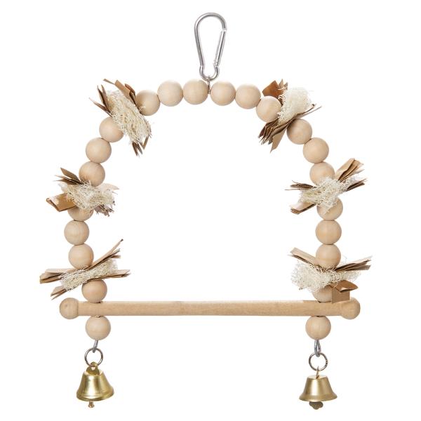 メーカー：Rainbow rabbirdtoy　レインボー　無着色バードトイ　ヤシの葉ブランコ　Ｍ　4589462731555　Rainbow　小鳥　小鳥用　ことり　おもちゃ　木製　着色料　無着色　バードトイシリーズ　吊り下げ　つりさげ　つ...