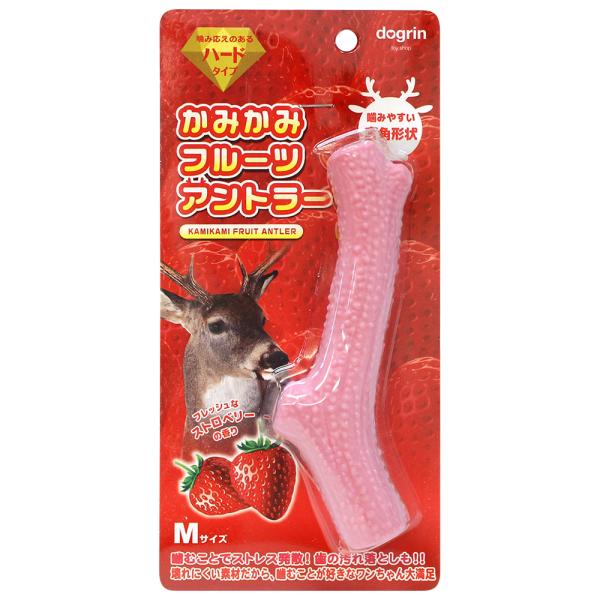 メーカー：スーパーキャット メーカー画像　スーパーキャット　かみかみフルーツアントラー　Ｍ　ストロベリー　犬用おもちゃ　4973640701216　20230831　ｙ23ｍ08　mura　ペット用　犬用品　犬用　犬　いぬ　イヌ　ドッグ　お...