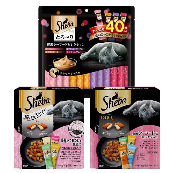 メーカー：マース シーバ　とろ〜り　メルティ　猫用品　猫　おやつ　メルティー　シーフード　海鮮　サカナ　魚　とろーり　キャットフード　ネコ　成猫用　なめやすい　手から　与えやすい　厳選素材　バラエティ豊か　贅沢　間食　２つの味　おいしい　愛...