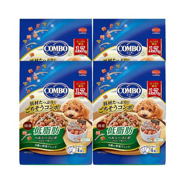 メーカー：日本ペットフード メーカー画像　ドッグフード　コンボ　ドッグ　低脂肪　１．７ｋｇ４２５ｇ×４袋　犬用　犬用品　犬　いぬ　犬フード　フード　エサ　餌　ドライフード　粒　成犬用　総合栄養食　しっとり　ホロホロ食感　ヘルシー　ささみ　小...