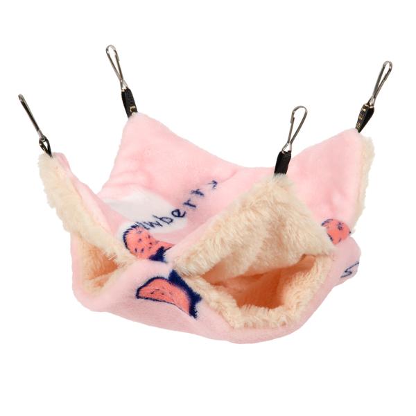 メーカー：fuu 4573298448763　鳥　小動物のあったか　いちごのテントハンモック　ピンク　小動物用品　小動物用　デグー　モルモット　フクロモモンガ　リス　インコ　テント　ハンモック　ベット　布団　ふわふわ生地　柔らかい　上に乗れ...