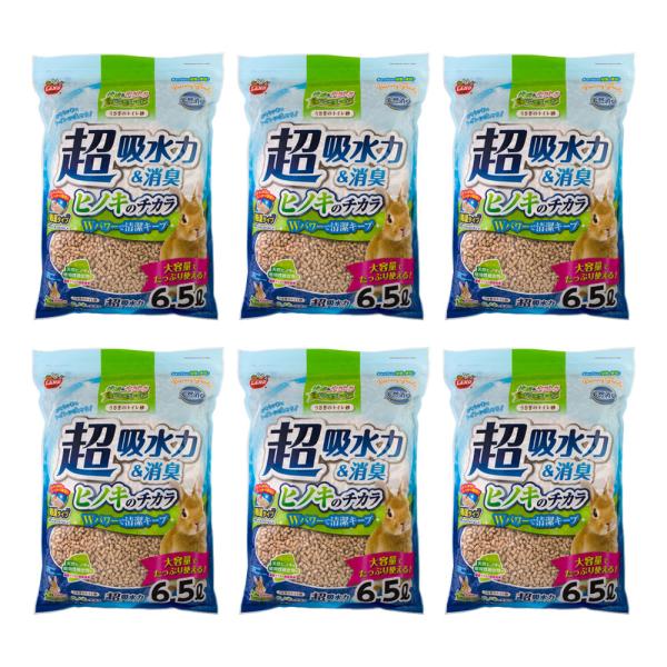 メーカー：マルカン mlmfkline　4906456577812　マルカン　うさぎのトイレ砂　ヒノキのチカラ　６．５Ｌ　小動物　小動物用品　うさぎ　兎　モルモット　トイレ　トイレ用品　トイレタリー　トイレ砂　ヒノキ　木材　針葉樹　×６　a...