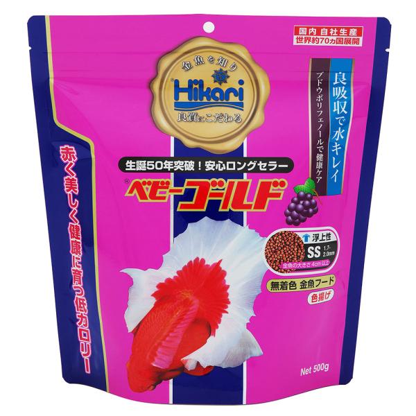 メーカー：キョーリン アクアリウム用品　金魚・メダカ　ベビーゴールド　キョーリン　餌　金魚用飼料　器具　金魚・鯉専用　_aqua　4971618021427　キョーリン　ベビーゴールド　５００ｇ　ＳＳ　浮上性　　ひかり　Hikari　金魚用...
