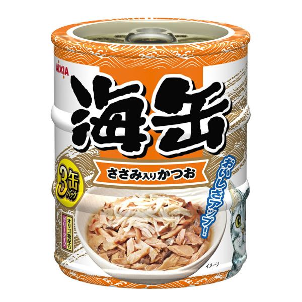 メーカー：アイシア アイシア　海缶ミニ３Ｐ　ささみ入りかつお　１８０ｇ　６０ｇ×３　4571104719885　猫　ねこ　ネコ　猫用　ねこ用　ネコ用　キャット　cat　猫フード　キャットフード　ペットフード　フード　餌　エサ　えさ　ごはん　...