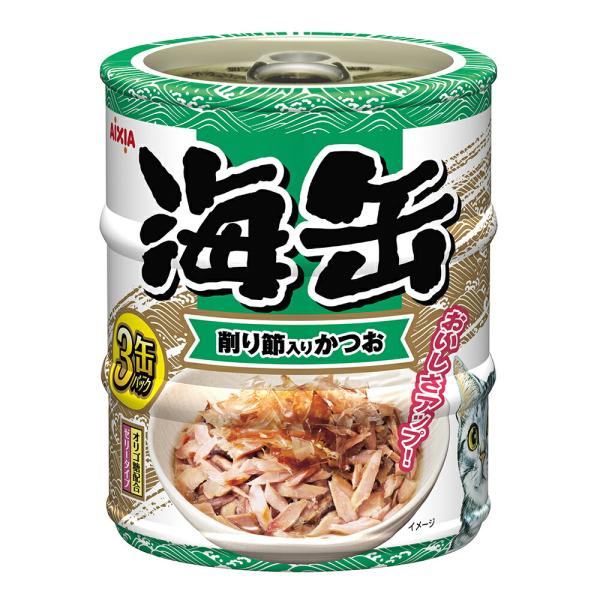 メーカー：アイシア アイシア　海缶ミニ３Ｐ　削り節入りかつお　１８０ｇ　６０ｇ×３　4571104719892　猫　ねこ　ネコ　猫用　ねこ用　ネコ用　キャット　cat　猫フード　キャットフード　ペットフード　フード　餌　エサ　えさ　ごはん　...