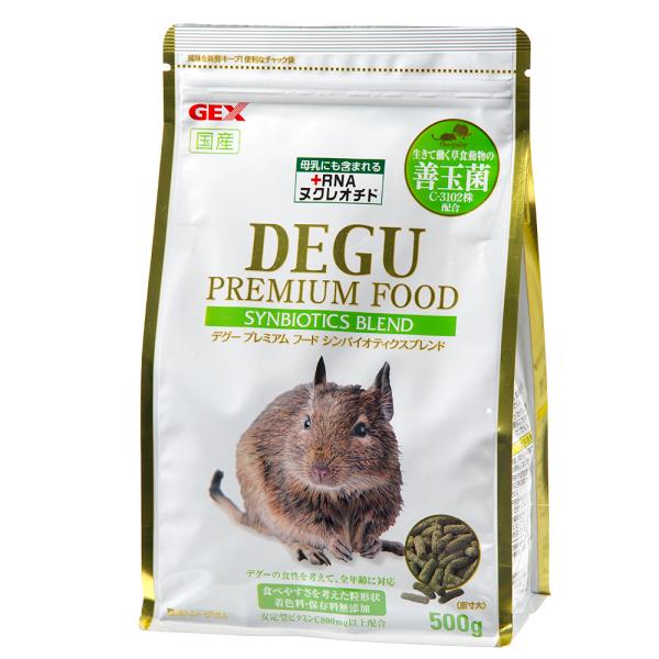 メーカー：ジェックス _animal　gex_synbiotics　gex_premium　ＧＥＸ　デグープレミアムフード　シンバイオティクスブレンド　５００ｇ　草食動物　草食専用　生きた乳酸菌　カルピス　生きた菌　枯草菌　お腹　消化器　健...