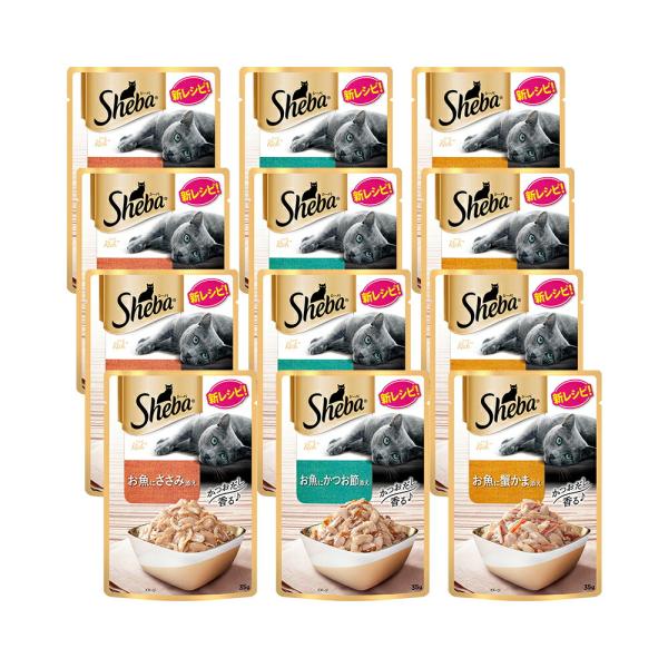 メーカー：マース ペットフード　猫　ねこ　猫フード　猫用ウェットフード　猫餌　猫えさ　餌　えさ　アダルト　カツオ　鰹　魚　シバ　黒猫　黒い猫　ロシアンブルー　逃れられない　プロポーズ　マースジャパン　リミテッド　パウチ　シーバ　リッチ　ごち...