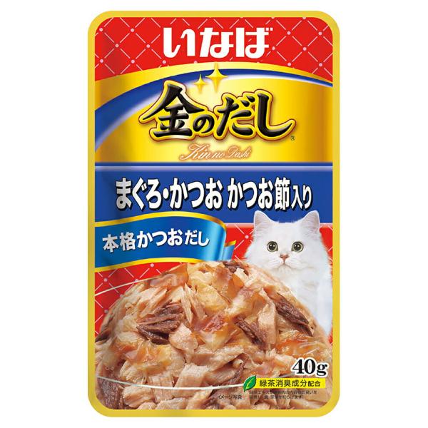 メーカー：いなば メーカー画像　いなば　金のだし　パウチ　まぐろ・かつお　かつお節入り　４０ｇ　4901133811616　猫　ねこ　猫用　ねこ用　キャット　cat　猫フード　キャットフード　ペットフード　フード　餌　エサ　ごはん　総合栄養...