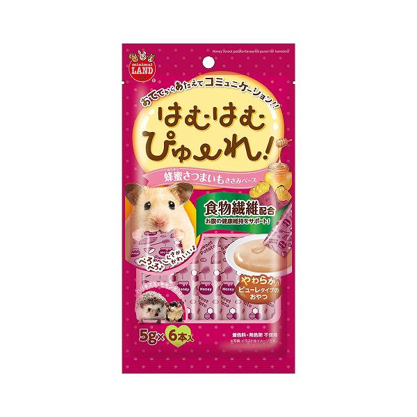 メーカー：マルカン 4906456580546　ML-566　マルカン　はむはむぴゅーれ　蜂蜜さつまいも　5g×6本　はむはむぴゅ〜れ　さつまいも　小動物　おやつ　ハムスター　ハリネズミ　モモンガ　フェレット　ペースト　ピューレ　食物繊維　...