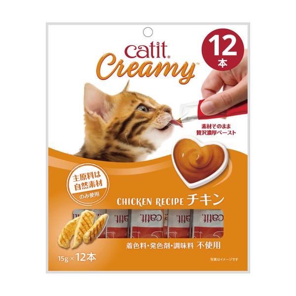 メーカー：ジェックス Catit　Creamy　チキン　12本入　4972547927910　GEX　ジェックス　キャットイット　キャット　イット　猫　ねこ　キャットフード　フード　おやつ　ご褒美　ペースト　ペースト状　クリーム　クリーム状...