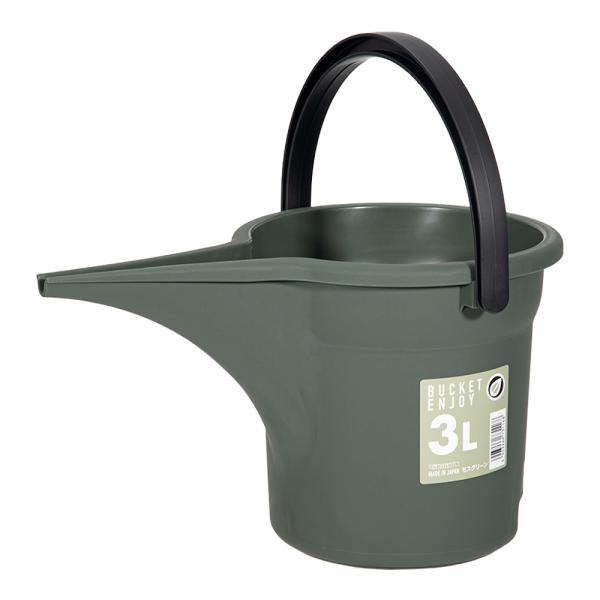 メーカー：大和プラスチック 大和プラスチック　バケツ・エンジョイ　３型　モスグリーン　4903266731168　20240221　y24ｍ02　akst　バケツ　ばけつ　エンジョイ　目盛り付き　目盛り　メモリ　注ぎ口付き　注ぎ口　モスグリ...