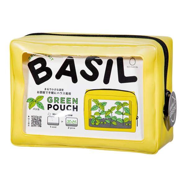 メーカー：聖新陶芸 聖新陶芸　グリーンポーチ　黄色　バジル　栽培セット　家庭菜園　ギフト　seishin　フラワー　鉢植え　園芸用品　育てる　培養土　室内　セット　ガーデニング用品　室内栽培　室内園芸　家庭栽培　インドアガーデニング　室内ガ...
