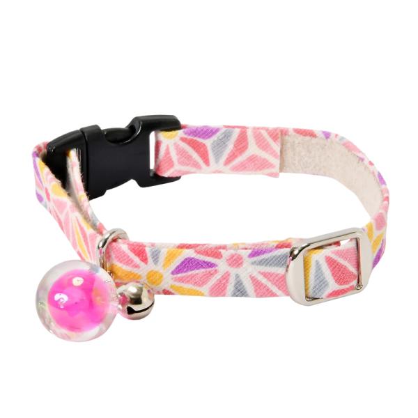 メーカー：Amo.k アモワークス　猫　首輪　麻の葉　M　ピンク　4582303806597　お出かけ用　麻　お洒落　おしゃれ　可愛い　かわいい　ねこ　ねこ用品　猫用品　カラー　Amo.k　子猫　仔猫　amo　20240228
