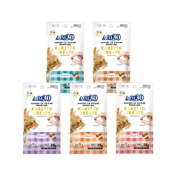 メーカー：サンライズ aimsnackasort　aimtreat　メーカー画像　4973321945205　キャットフード　ＡＩＭ３０　カリッとトリーツ　マグロ＆カツオ味　５ｇ×５袋　猫　ネコ　ねこ用　猫用　愛猫　愛猫用　CAT　ネコフー...