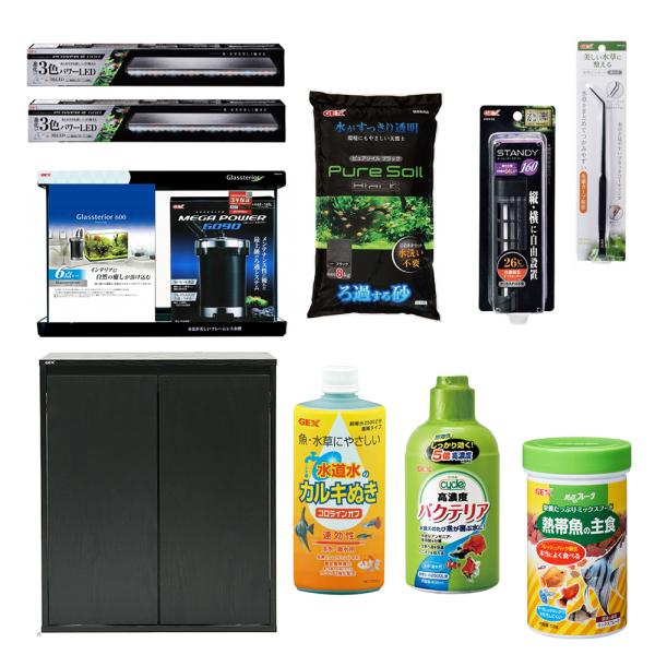 bnr_miniaqua_catebottom　ＧＥＸ　ネオンテトラ　６０ｃｍ水槽飼育セット　グラステリア６００　アクアリウム　アクアリウム用品　飼育セット　水槽セット　テトラ　テトラ飼育セット　スイソウ飼育セット　スターターセット　スター...