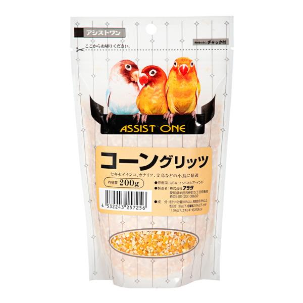 メーカー：アラタ _animal　鳥　鳥フード　鳥餌　フード　餌　エサ　えさ　ごはん　ゴハン　アラタ　アシストワン　コーングリッツ　２００ｇ　4532243257256　セキセイインコ　中型インコ　文鳥　十姉妹　小鳥　インコ　カナリア　カナ...
