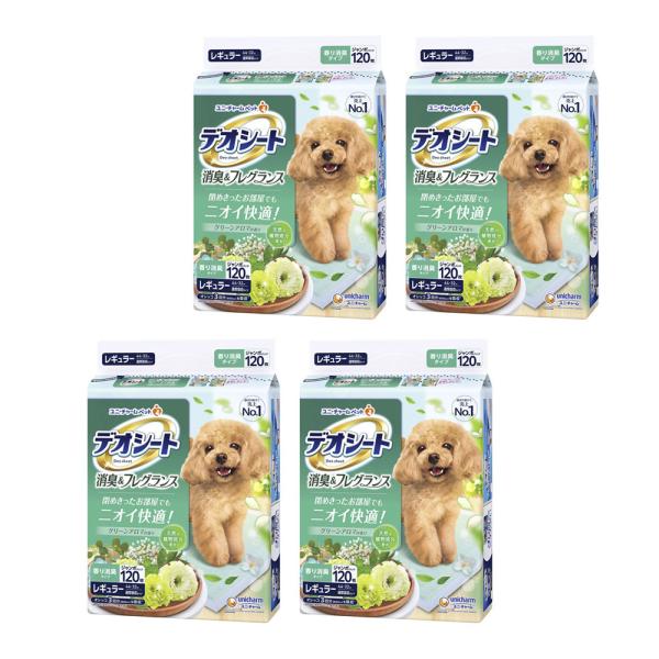 メーカー：ユニチャーム メーカー画像　ペットシーツ　デオシート　消臭＆フレグランス　グリーンアロマの香り　レギュラー　１２０枚　4520699729946　20250601　y25m06　kak　ペット　シーツ　トイレシーツ　消臭　フレグラ...