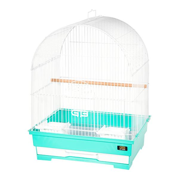 メーカー：ジービー 4963065030831　ジービー　鳥かご　３６５−Ａ　アーチ　ホワイト×グリーン　鳥用　鳥籠　鳥篭　篭　籠　かご　カゴ　ケージ　ゲージ　飼育ケージ　飼育ゲージ　飼育カゴ　飼育篭　飼育籠　金網　飼育容器　小屋　止まり木...