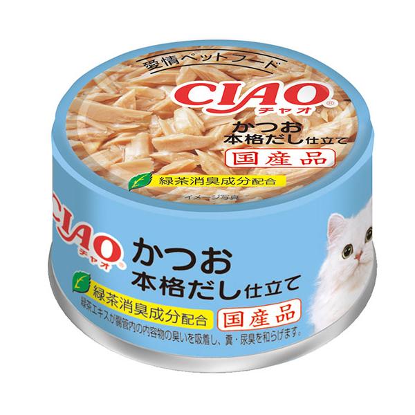 メーカー：いなば いなば　ＣＩＡＯチャオ　かつお　本格だし仕立て　８５ｇ　4901133062353　A-89　20160904　OJIR　KEIRYOU　猫　ねこ　フード　猫フード　キャットフード　ウエットフード　ウェットフード　国産　日...