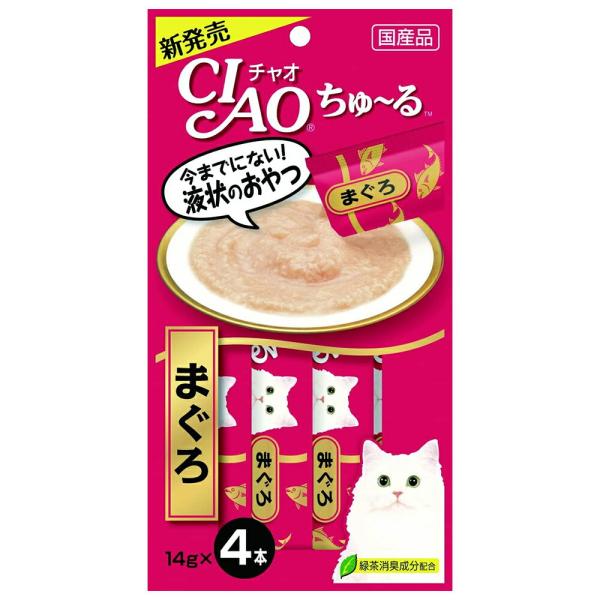 メーカー：いなば 猫フード　おやつ　液状　いなば　いなばペットフード　CIAO　ちゅ〜る　まぐろ　14g×4本　4901133716577　2250003566807　20250820　y25m08　ktym　ネコフード　間食　レトルト　鮪...