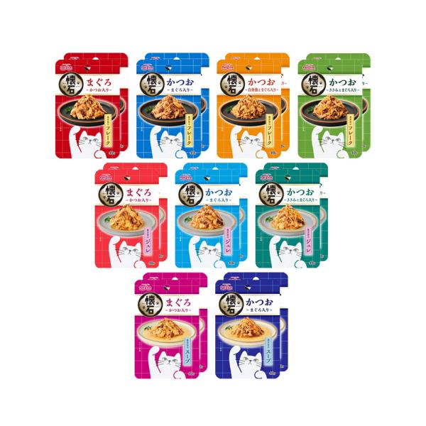 メーカー：ペットライン 懐石レトルト　４０ｇ　９種各２袋　猫　キャットフード　パウチ　4902418004778　4902418004785　4902418004792　4902418004808　4902418004815　4902418...