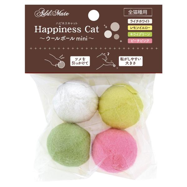 メーカー：ペティオ メーカー画像　猫　おもちゃ　ペティオ　ハピネスキャットウールボール　ミニ　４個　4903588277931　20251031　y25m12　ktym　ねこ　ネコ　キャット　CAT　愛猫　ネコ用品　猫用品　ねこ用品　玩具　...